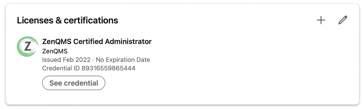 ZenQMS Certified Administrator