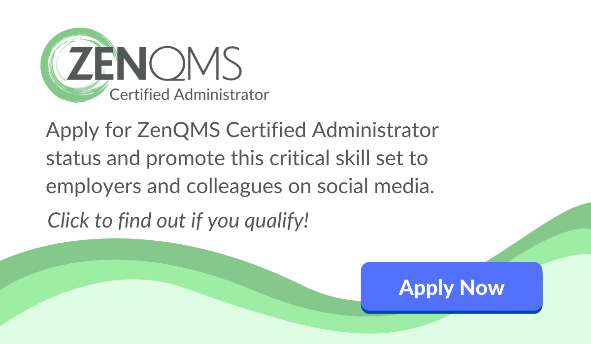 ZenQMS Certified Administrator